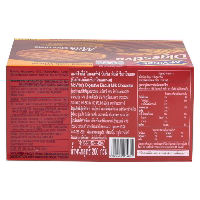 แมคไวตี้ส์ ไดเจสทีฟ บิสกิตเคลือบมิลค์ช็อกโกแลต 200 ก. - Big C Online