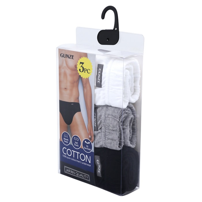 GUNZE Men's Underwear Model GC6614 White Grey and Black Colors Pack 3 - Big C Online