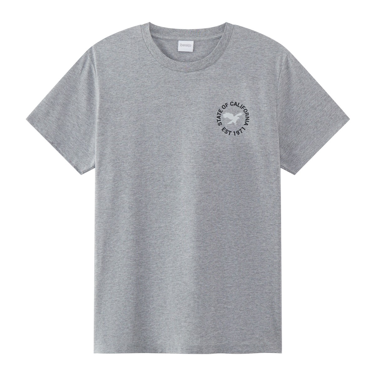 เบสิโค เสื้อยืด พิมพ์ลาย STATE OF CALIFORNIA EST 1971 สำหรับผู้ชาย รุ่น BCHS24Q2YM102 สีเทา ...
