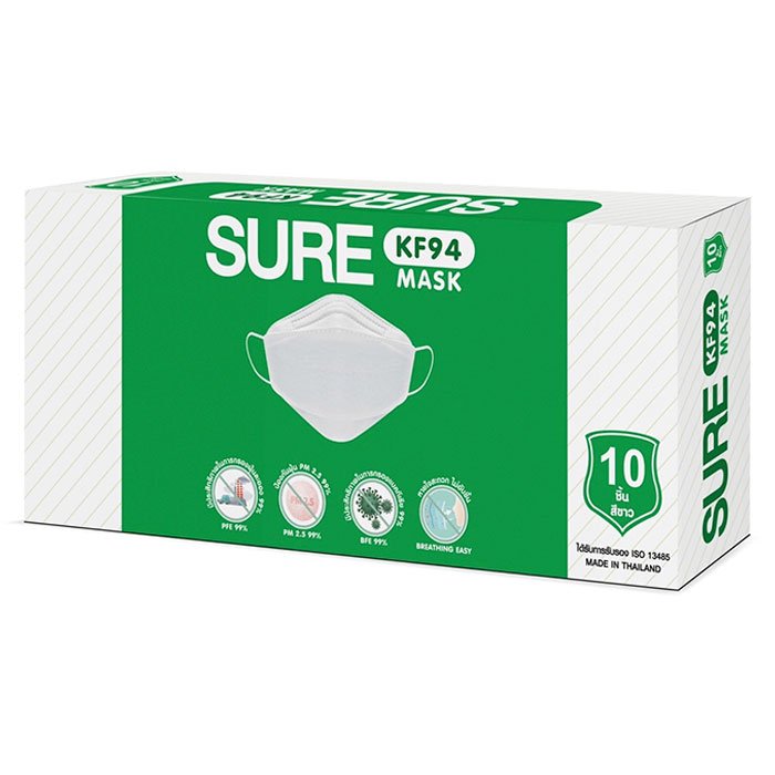 ชัวร์ หน้ากากอนามัย KF94 10 ชิ้น สีขาว - Big C Online