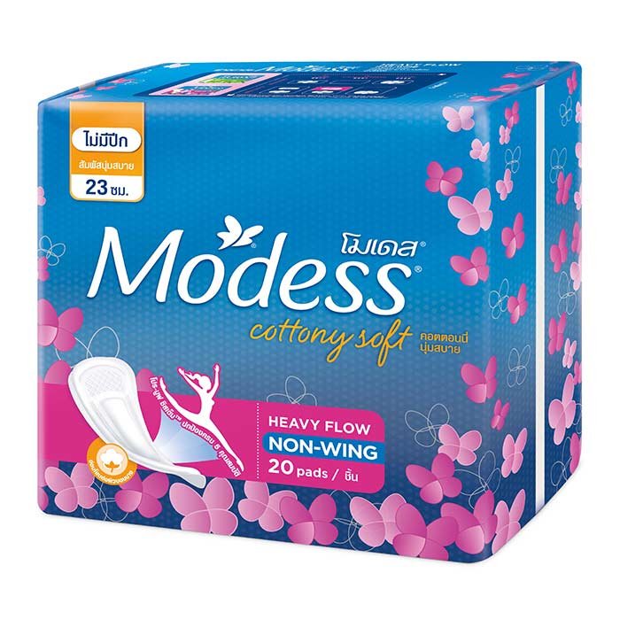 โมเดส (Modess) ผ้าอนามัย คอตตอนนี่ ซอฟท์ ไม่มีปีก 20 ชิ้น - Big C Online