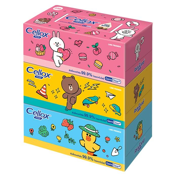เซลล็อกซ์ ไลน์เฟรนด์ กระดาษเช็ดหน้า 135 แผ่น แพ็ค 3 คละลาย - Big C Online