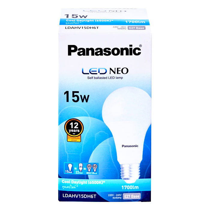 พานาโซนิค นีโอ หลอดไฟแอลอีดี ขนาด 15 วัตต์ แสงคูล เดย์ไลท์ - Big C Online