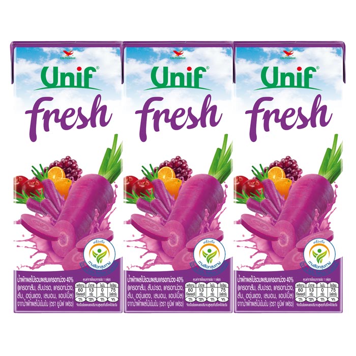 ยูนิฟ เฟรช น้ำผักผลไม้รวมผสมแครอทม่วง 40% 250 มล. แพ็ค 3 - Big C Online