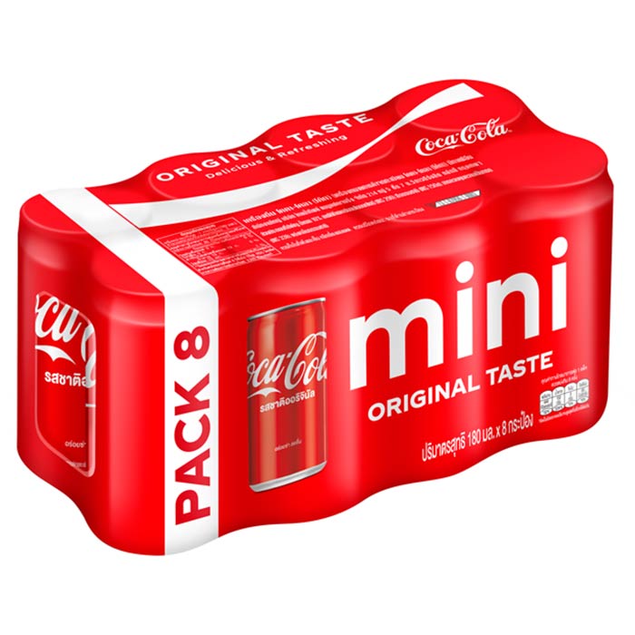 โค้ก มินิ น้ำอัดลม รสชาติออริจินัล 180 มล. แพ็ค 8 - Big C Online