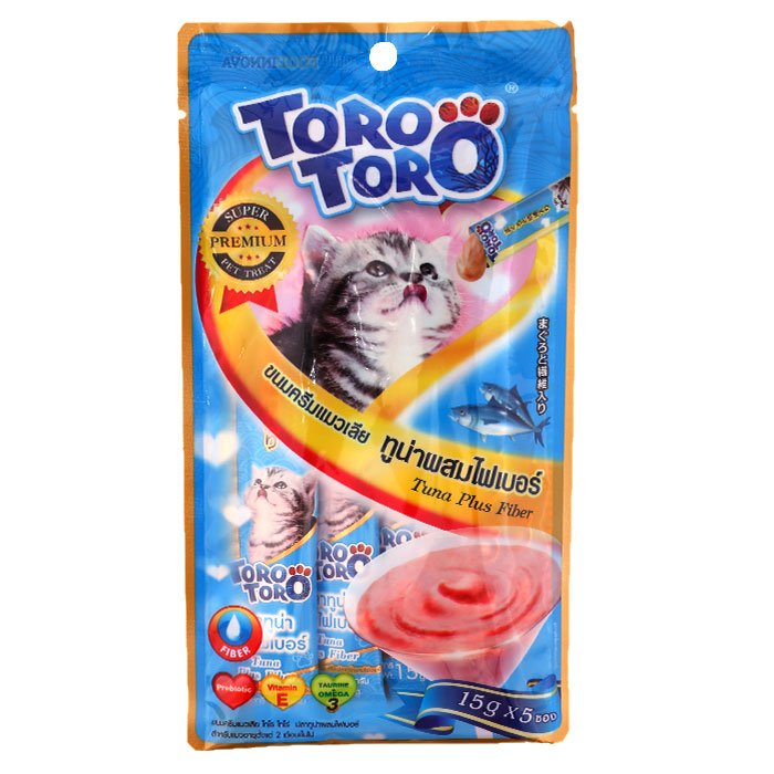 โทโรโทโร่ ขนมครีมแมวเลีย สูตรปลาทูน่าผสมไฟเบอร์ 60 ก. - Big C Online